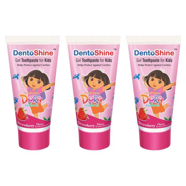 DentoShine Gel toothpaste for Kids Strawberry Dora, Pack of 3 (80 g ...
