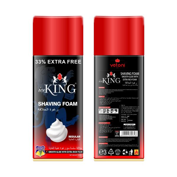 VETONI Ice King Red Shaving Foam for Men Pack of 24 (Buy 1+1 cartoon free) 410ml - JioMart