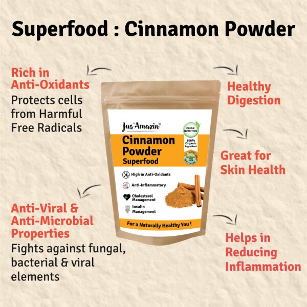 Jus Amazin Organic Cinnamon Powder (200g) - JioMart