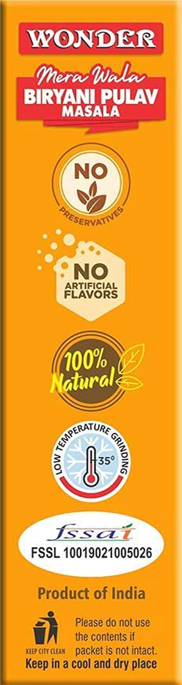 Wonder Mera Wala Biryani Pulav Masala Powder, No Preservatives Added ...