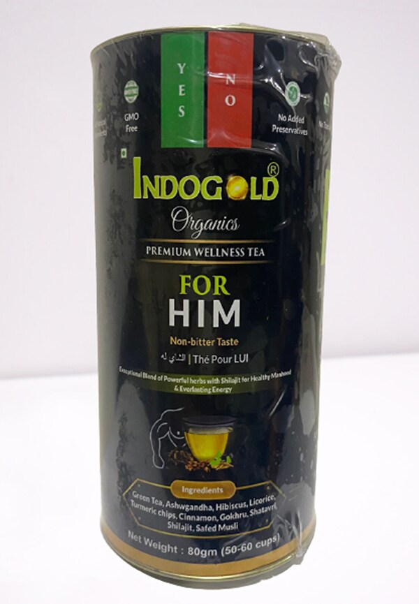 INDOGOLD Organic Teas for Male with Green Tea, Ashwagandha,Hibiscus ...