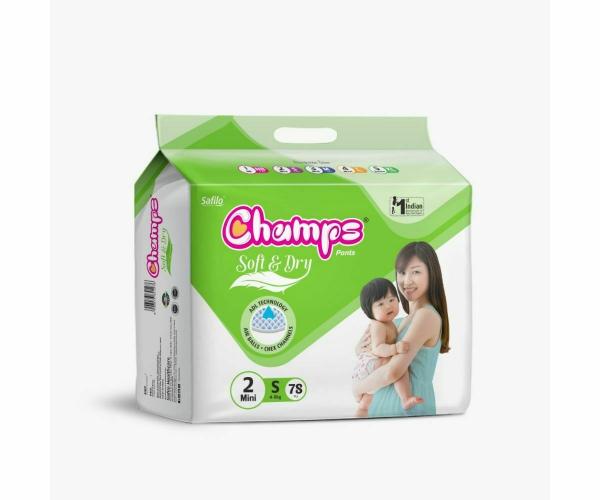 Champs baby diaper soft & dry baby pant diapers- Small Size (78 Pcs ...