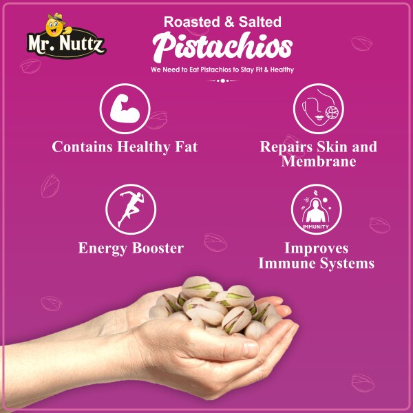 Mr.Nuttz Premium Roasted & Salted Pistachios (Pista) Dry Fruits 1kg (Pack of 4-250g Each) - JioMart