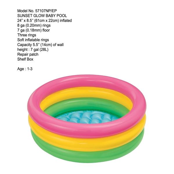 Intex Sunset Glow Pool - Soft Inflatable Baby Pool Bath Water Tub for ...