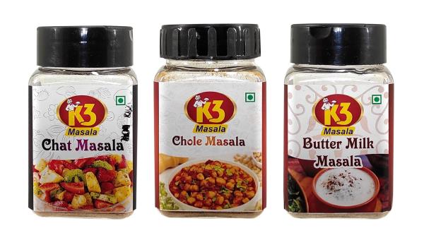 K3 Masala Chat Masala (50gm),,Chole Masala (50gm), and Butter milk ...