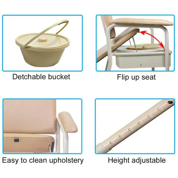 KosmoCare Premium Imported Elegant Bedside Commode chair with inbuilt ...