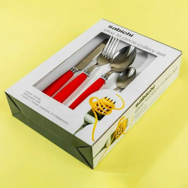 Sabichi Elkie Food Grade Stainless Steel Red Set of 16 Pieces Cutlery ...