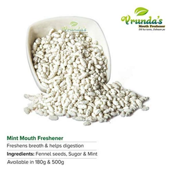 Vrunda's Mint White Sweet Salted Peppermint Madrasi Saunf 180 gm Indian ...