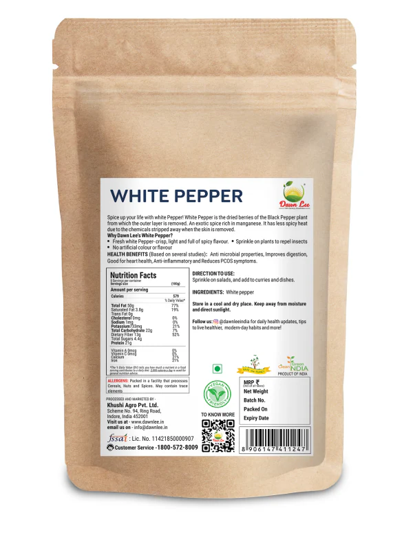 Dawn Lee White Pepper/Sabut Safed Mirch White Pepper Corns 200 Grams ...