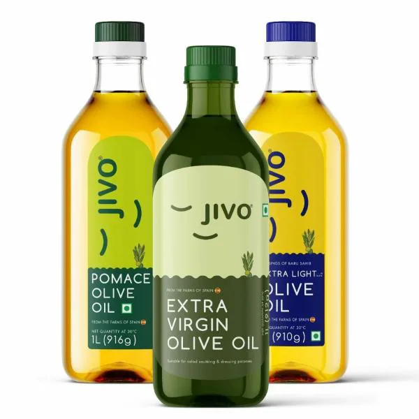 Jivo Extra light Olive Oil, Extra Virgin Olive Oil & Pomace Olive Oil (1L Each) - JioMart