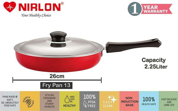 Nirlon 9 pcs of Red Non-stick Aluminium Kitchen Cookware Set with ...
