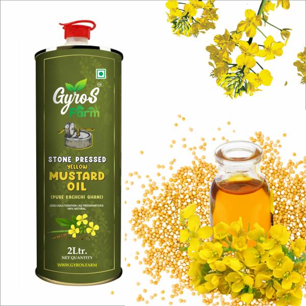 Gyros Stone Cold Pressed Yellow Mustard Oil 2Litre ,Kachhi Ghani Sarso ...