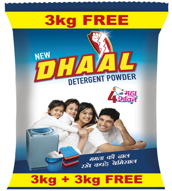DHAAL Detergent Powder (3KG+ 3KG FREE), Washing Powder with 4 Ki Maha ...