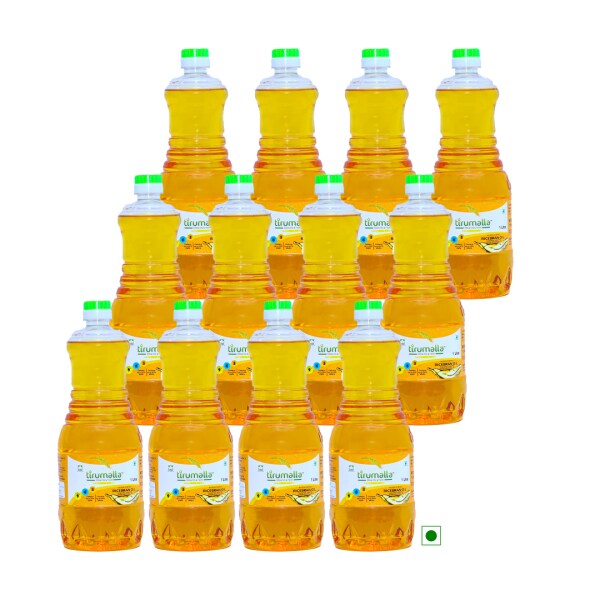 Tirumalla Physically Refined Rice Bran Oil - 12 Liter, Super Saver Combo Pack of 12 x 1 Liter ...