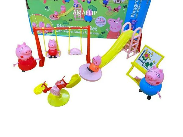 AMAFLIP Peppa Pig Figurines Playground Set with Movable Arm and Legs ...