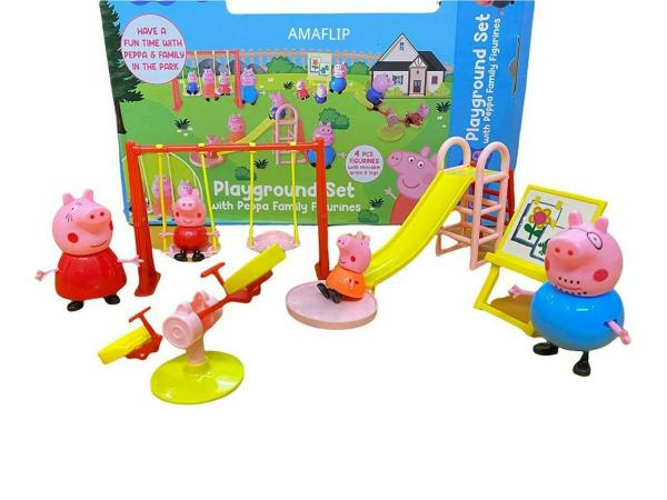 AMAFLIP Peppa Pig Figurines Playground Set with Movable Arm and Legs ...