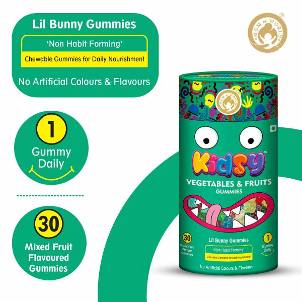 Kidsy Vegetables & Fruits Gummies for Kids, Chewable Gummies, No ...
