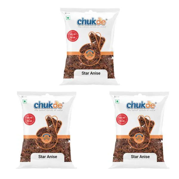 Chukde Spices Badiyan / Star Anise Pack of 3 (Each 50g) - JioMart