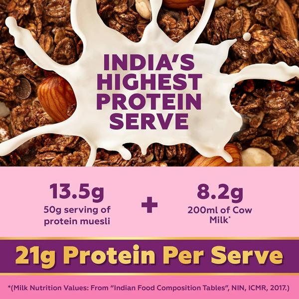 Yogabar High Protein Muesli 850g | Protein Food with Choco Almond & Cranberry | Protein ...
