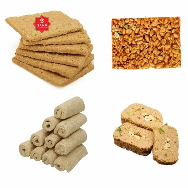 SAHU GAJAK BHANDAR Peanut Chikki 350gm | Gazak 500g | Gajjak Roll 350g ...