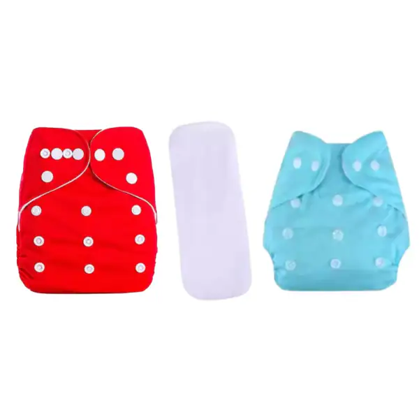 Chubby Cheeks Resuable Solid 2 Cloth Diapers with 1 Pcs of 3 White Ply ...