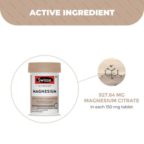 Swisse Magnesium Supplement 60 Tablets - JioMart