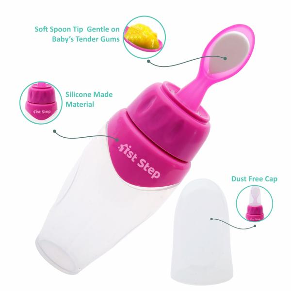 1st Step Non Spill Silicone Soft Squeeze Food Feeder - Pink - JioMart