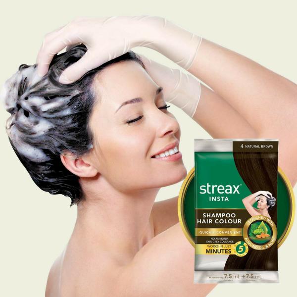 Streax Natural Brown Shampoo Hair Colour For Men And Women, 15 Ml (Pack ...