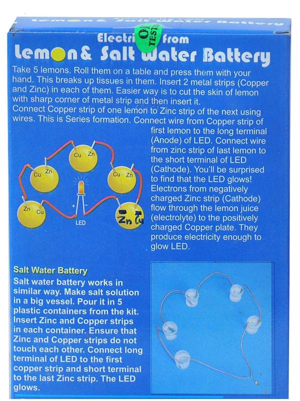 Kutuhal Multicolor Lemon And Salt Water Battery Making Kit For 9 Years ...