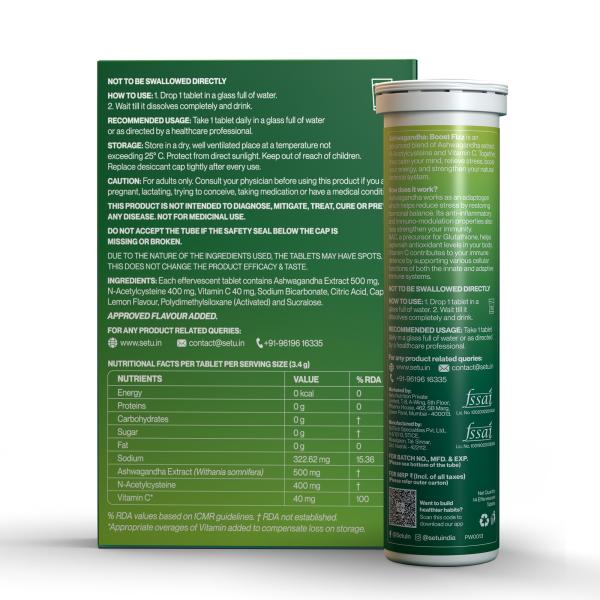 SETU Ashwgandha Boost Fizz Effervescent 14 Tab Supplements 28 Eff. Tab ...