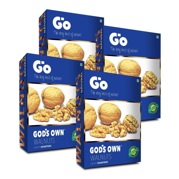 Go Organic Light Quarters Walnuts (Without Shell) , (250g X 4) 1kg - JioMart
