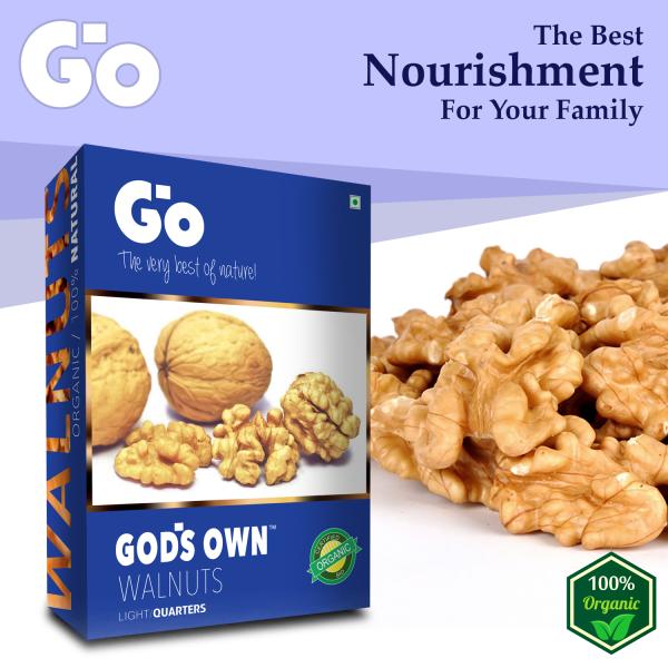 Go Organic Light Quarters Walnuts (Without Shell) , (250g X 4) 1kg - JioMart