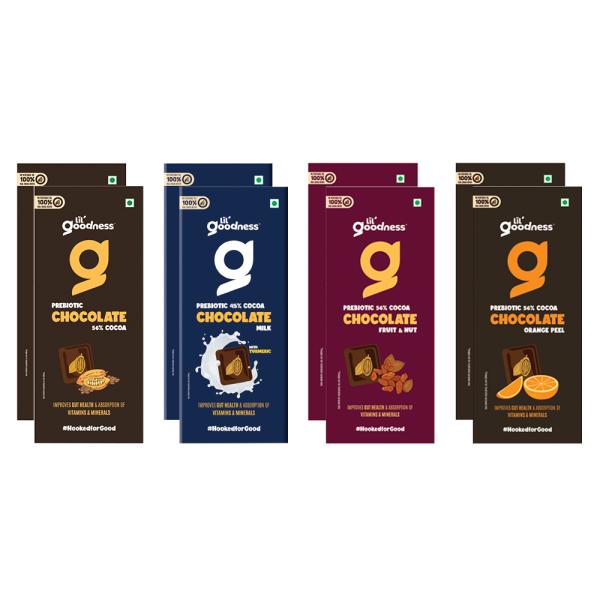 Lil'Goodness Assorted Prebiotic Chocolates- 35g Pack of 8(Dark, Milk ...