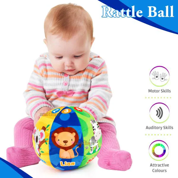 Zest 4 Toyz Plush Rattle Soft Musical Ball for Baby Toys 0-12 Months ...