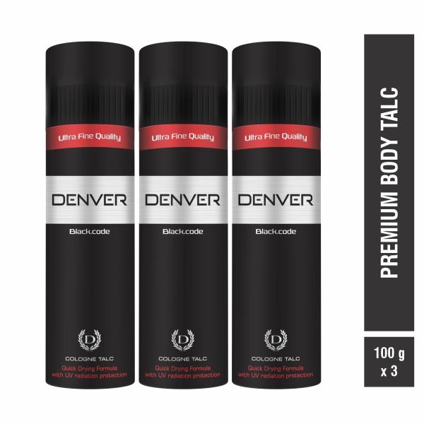 DENVER Black Code Premium Body Talc (3 x 100 g) - JioMart