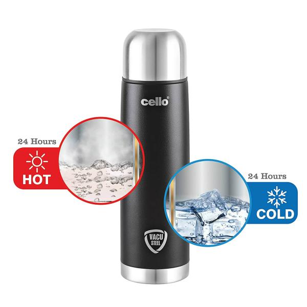 Cello Duro Tuff Steel Series- Flip Double Walled Stainless Steel Water ...