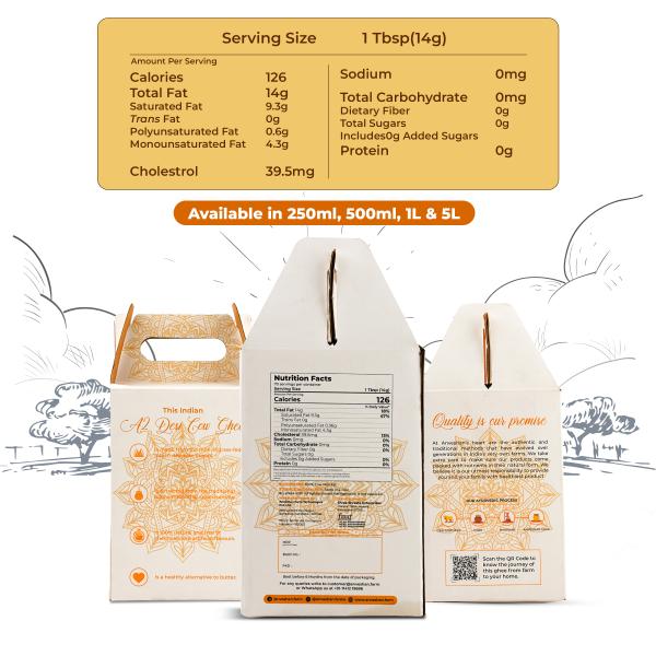 Anveshan A2 Desi Cow Ghee 500ml | Glass Jar | Bilona Method | Curd ...