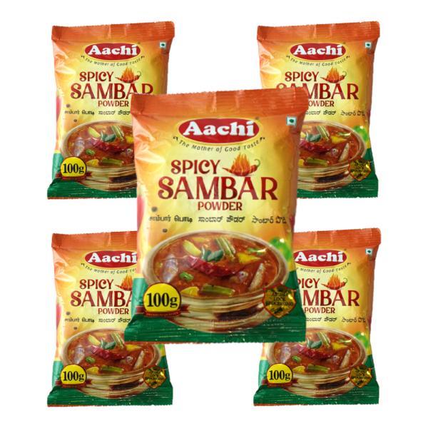 Aachi Spicy Sambar Powder 500G (100Gx5) - JioMart