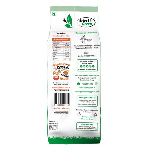 Select Green - Bajra Flour - 400g - Pearl Millet Powder - Bajra Atta ...