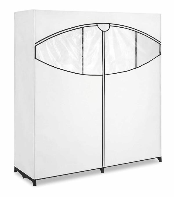 White Mulberry Collapsible Wardrobe Closet with Hanging Rack for ...