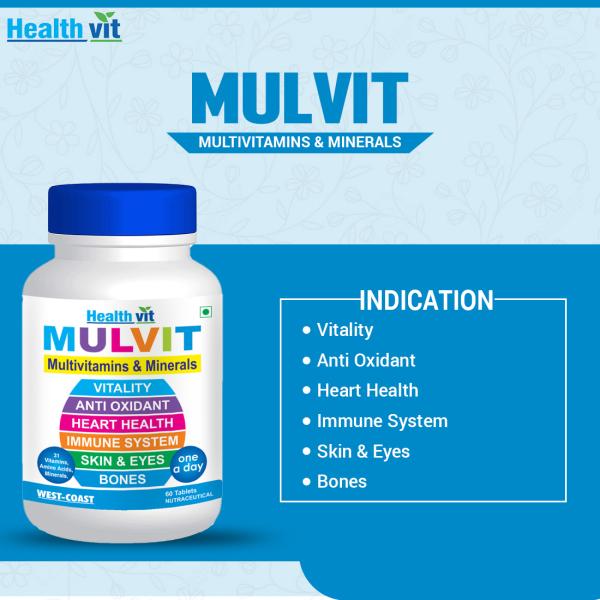 Healthvit Mulvit Multivitamins and Minerals with 31 Nutrients - 60 ...
