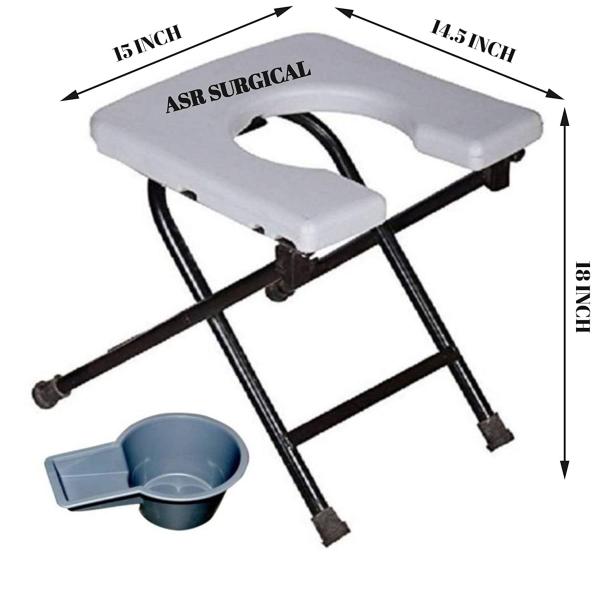 Asr Surgical White Black Foldable Commode Stool With Pot - JioMart