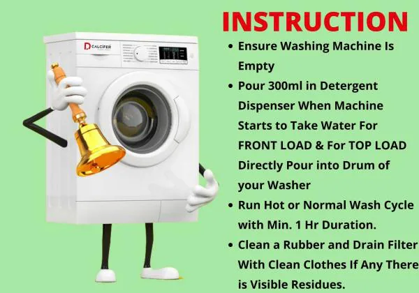 Dcalcifer Washing Machine Cleaner Liquid (2400ml - 2.4 Liters) Descale ...