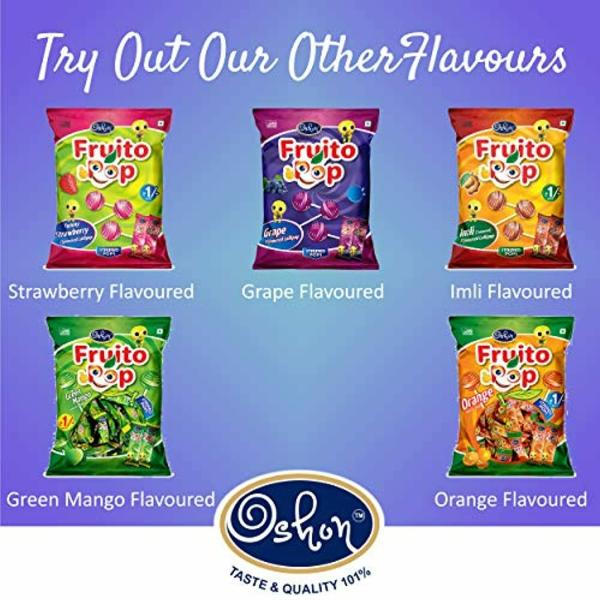 Oshon Striped Lollipop FruitoPop Rich And Tasty Juicy Orange Flavoured ...