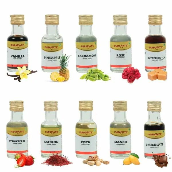 Puramate Culinary Essence Assorted 30ml, Pack of 10 Essence (Vanilla ...