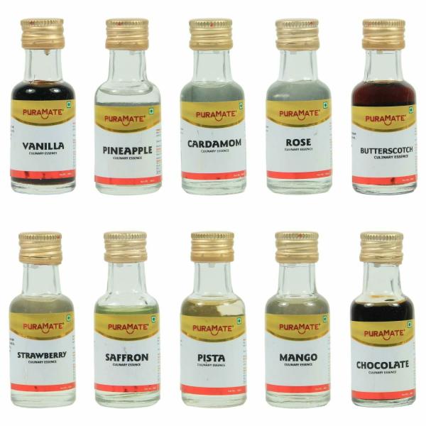 Puramate Culinary Essence Assorted 30ml, Pack of 10 Essence (Vanilla ...