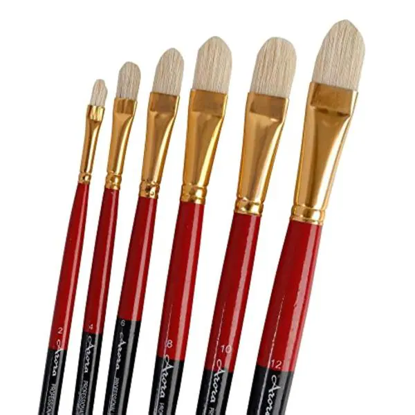 FRKB Filbert Hog Hair Oil Painting Brush Set of 6pc (Half Round) - JioMart