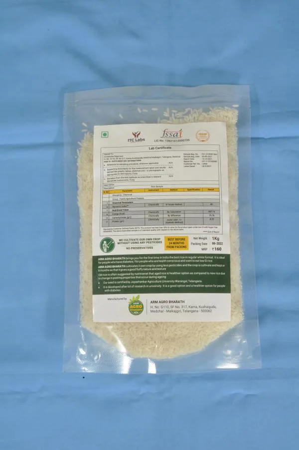 ARM AGRO BHAARATH Raw White Diabetic Rice - Pack of (4.5KGS) -The ...