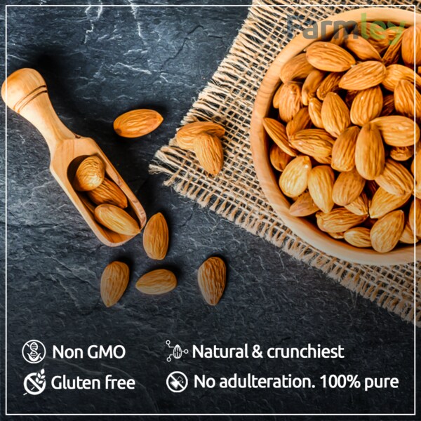 Farmley Popular California Almonds, 100% Natural, 2 Times Crunchier ...