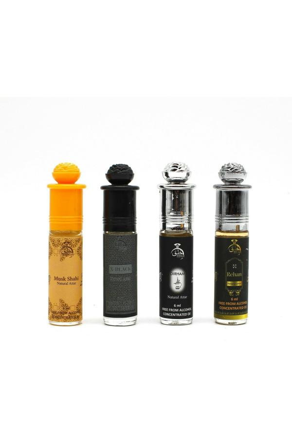 Khalq Musk Shahi Black Dirham and Rehan Natural Floral Attar Pack of 4 ...